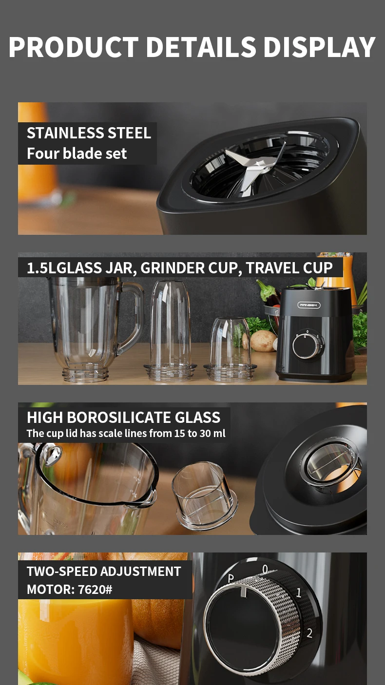 Automatic 2-Speed 1000W Kitchen Electric Blender Stainless Steel Mixing ...