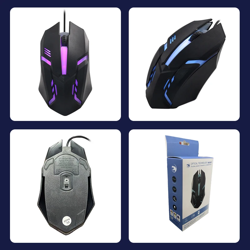 Popular 7 Colors Breathing Light LED Gaming Mouse Wired USB