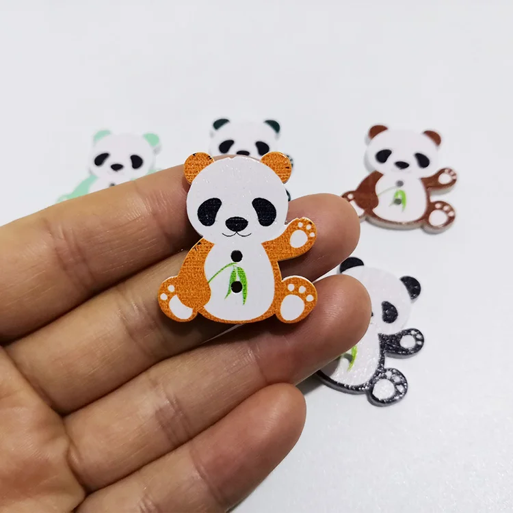 Cute Cartoon Panda Frog Dragonfly Penguin Shape Wooden Animal Buttons ...