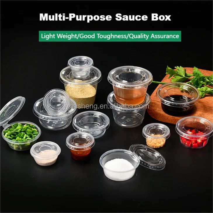 Premium Disposable Plastic Sauce Boxes with Lids -Leak-Proof Condiment ...