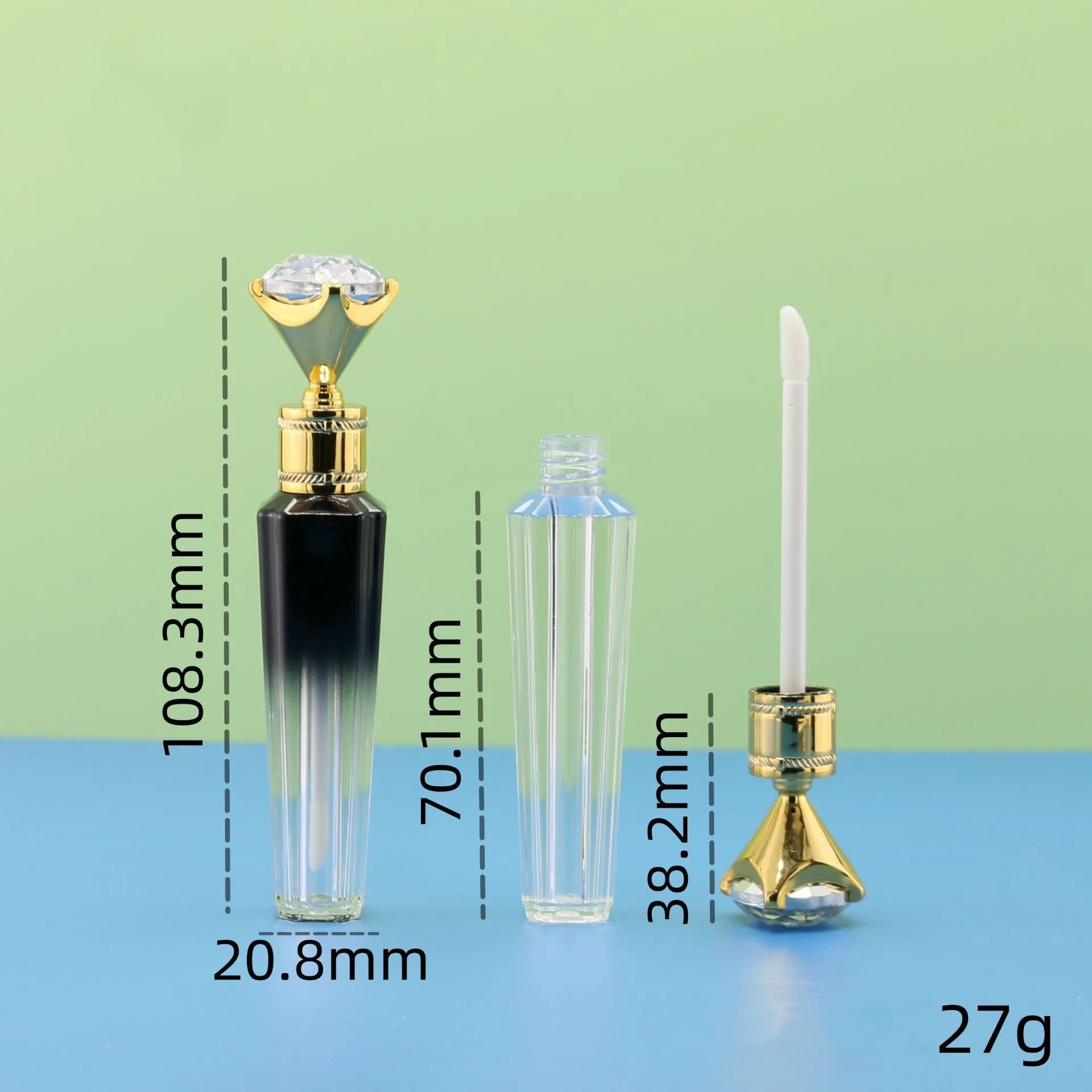 Lip Gloss Tube Silver Transparent Diamond Top Cap Shaped Crystal Shaped ...