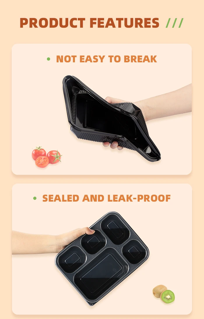 3 Compartment Disposable Bento Box with Lid - Eco-friendly