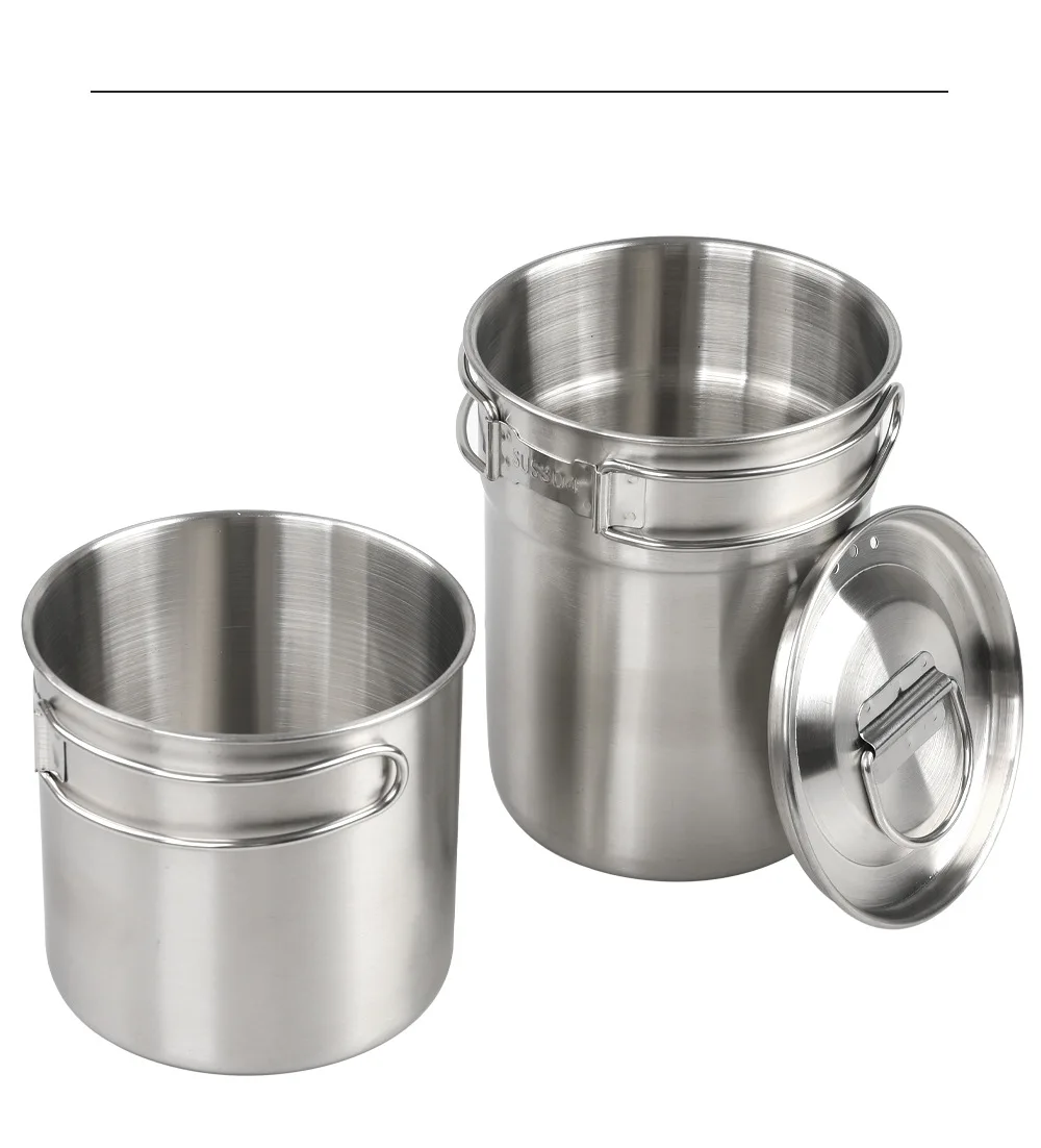 Wholesale Eco-Friendly Food Grade 304 Stainless Steel Camping Cookware ...