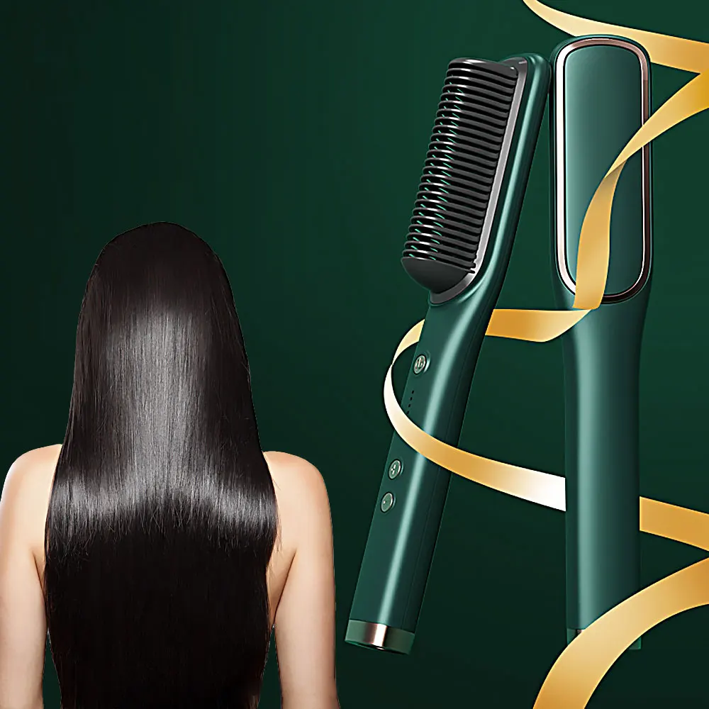 New Hair Straightener Men Beard Comb Tourmaline Ceramic Hair Curler ...