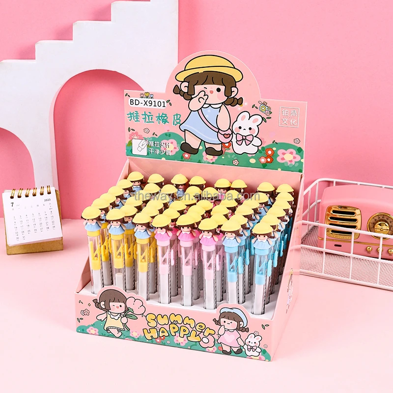 Cute Rabbit Bear Lovely Pencil Eraser Push-pull Rubber Eraser Sliding ...