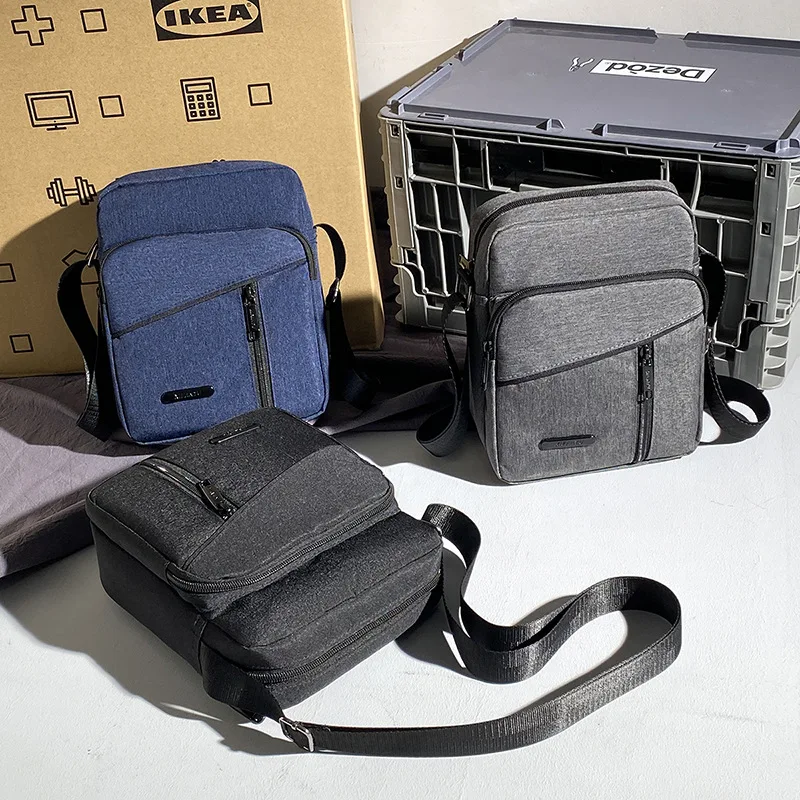 Men's Business Multi-layer Zipper Diagonal Bag Simple Lightweight ...