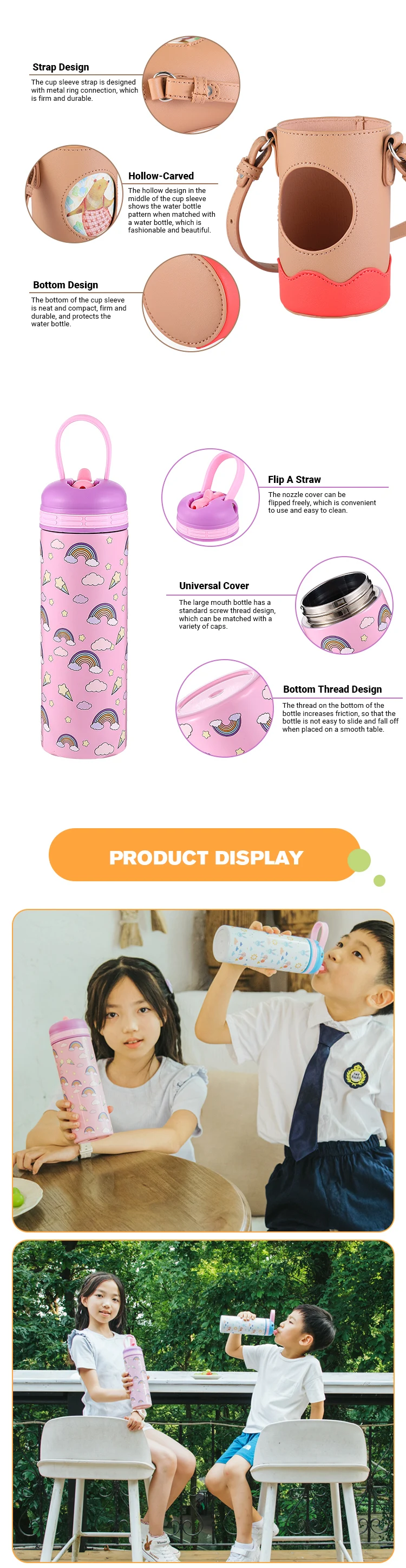 Everich Customized Logo Stainless Steel Water Bottle Sets Kids Bento ...