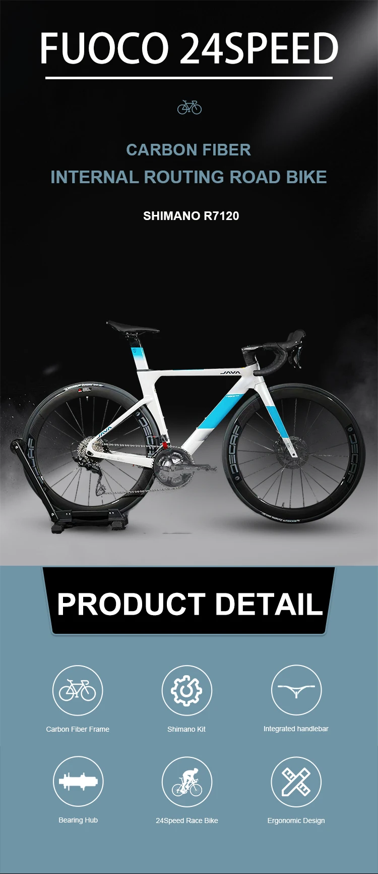 JAVA FUOCO TOP Road Bike - 24 Speed Carbon Fiber Racing Bicycle