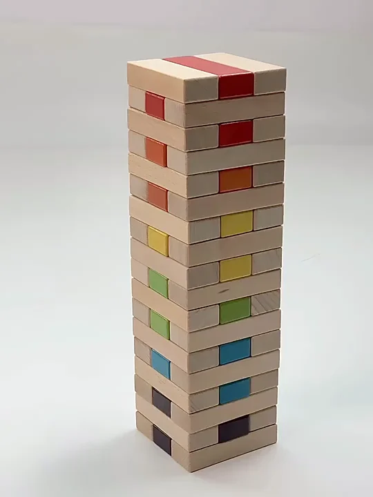 Wooden Stacking Building Blocks Game Early Educational Castle Balancing ...