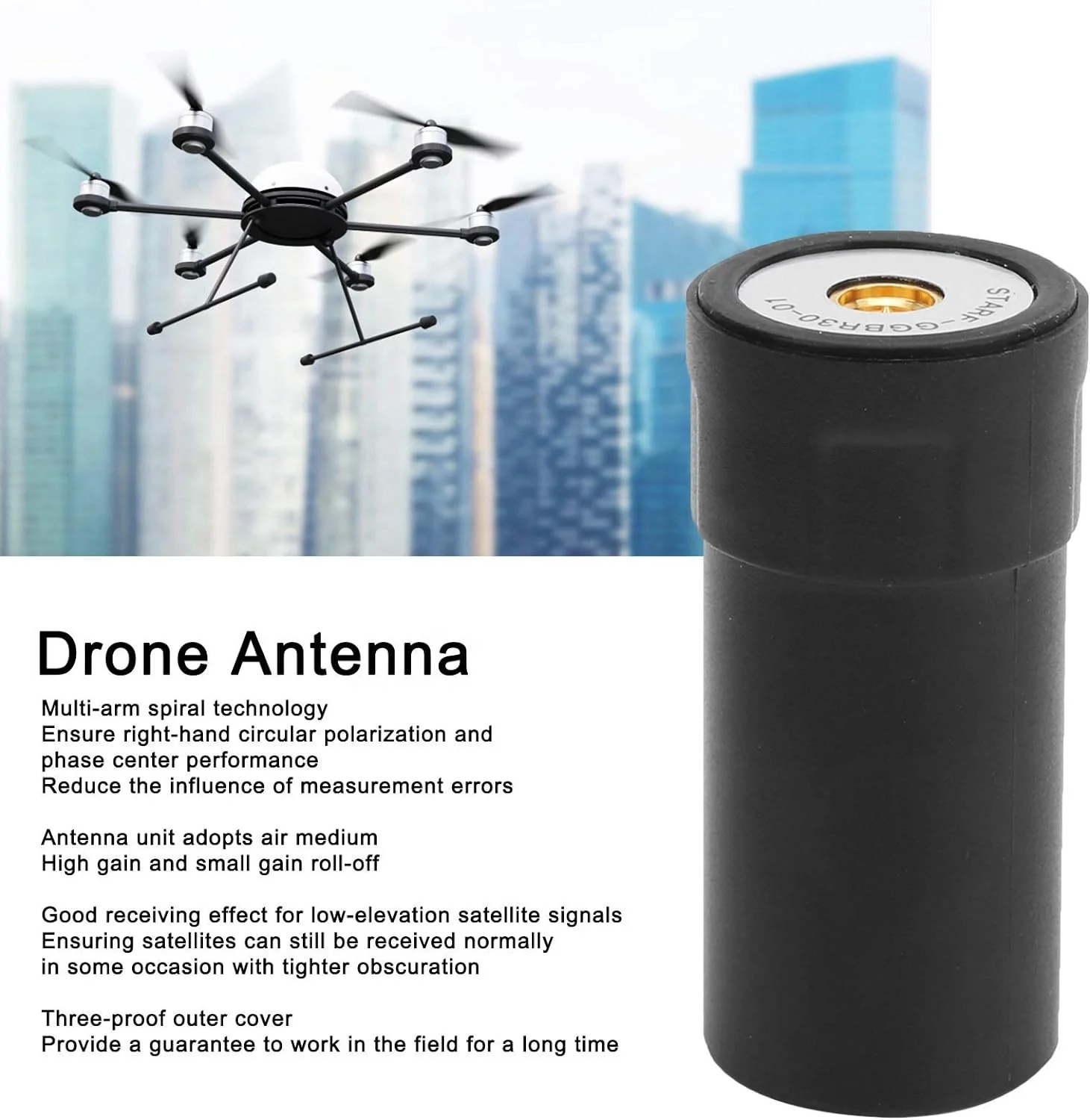 Full Band 37dbi UAV L1 L2 L5 SMA Male IP67 Drone Antenna