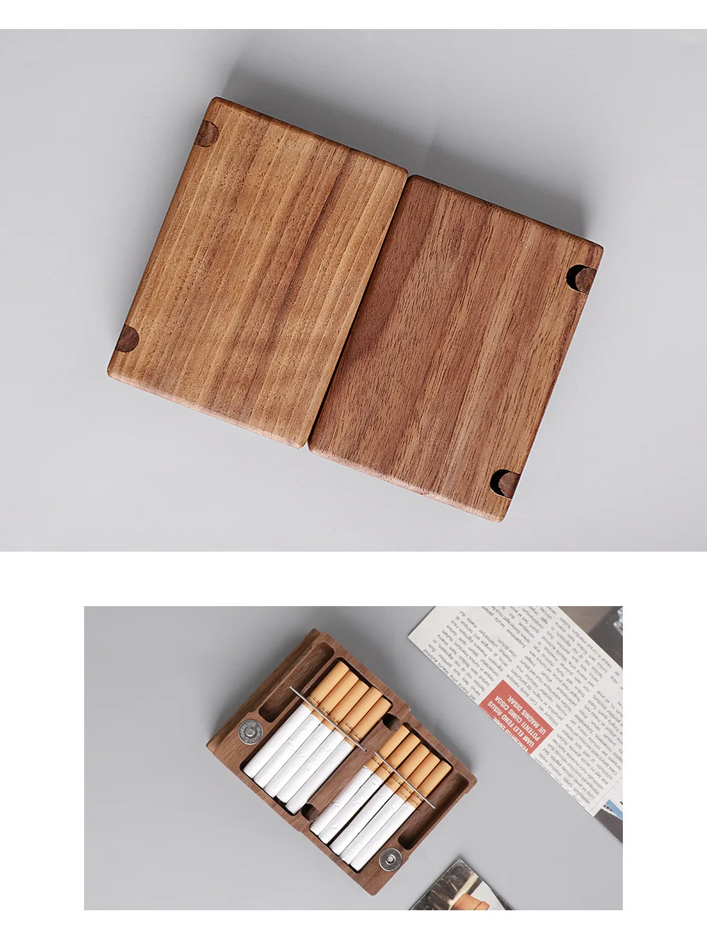 Clamshell Creative Solid Wood Cigarette Box Smoking Accessories 10 ...