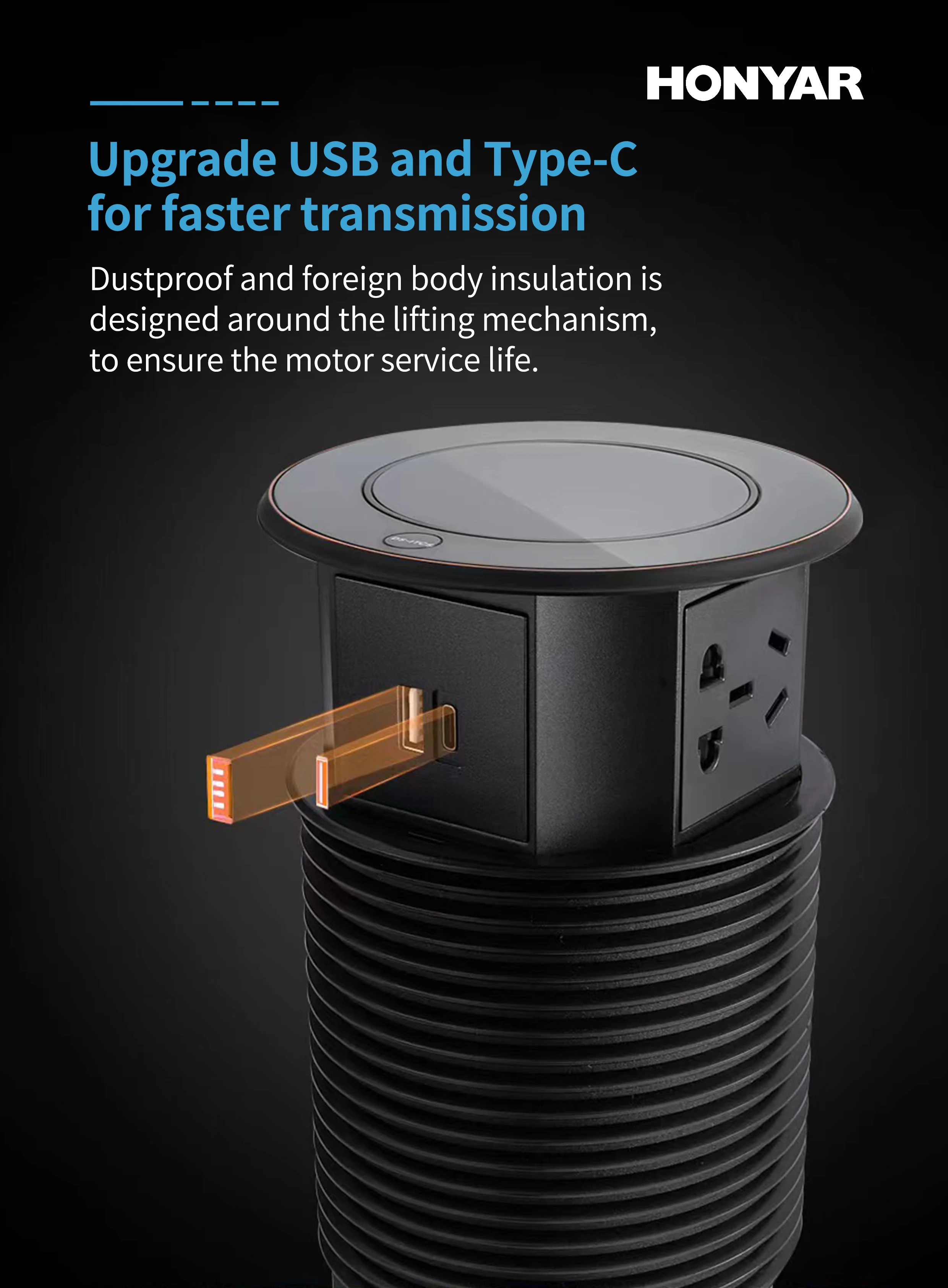 New Smart Motorized Pop up Sockets Top Wireless Charging Lifting Tower Kitchen Counter Outlet ...