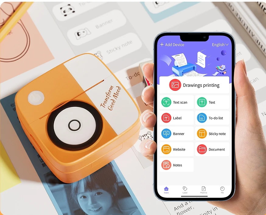 Portable Mini Printer D20 Pro Label Printer Inkless Wireless Impresora ...