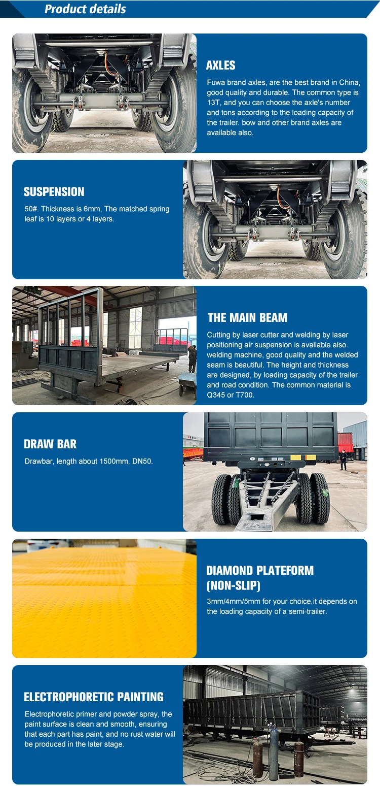 20ft 40feet Hydraulic Rear Drawbar Full Semi Truck Cargo Trailer For ...