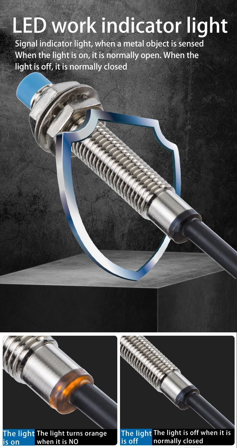 Lj8a3-4-z/ay Non Flush Pnp Nc M8 Detection Long Distance 4mm Inductive ...