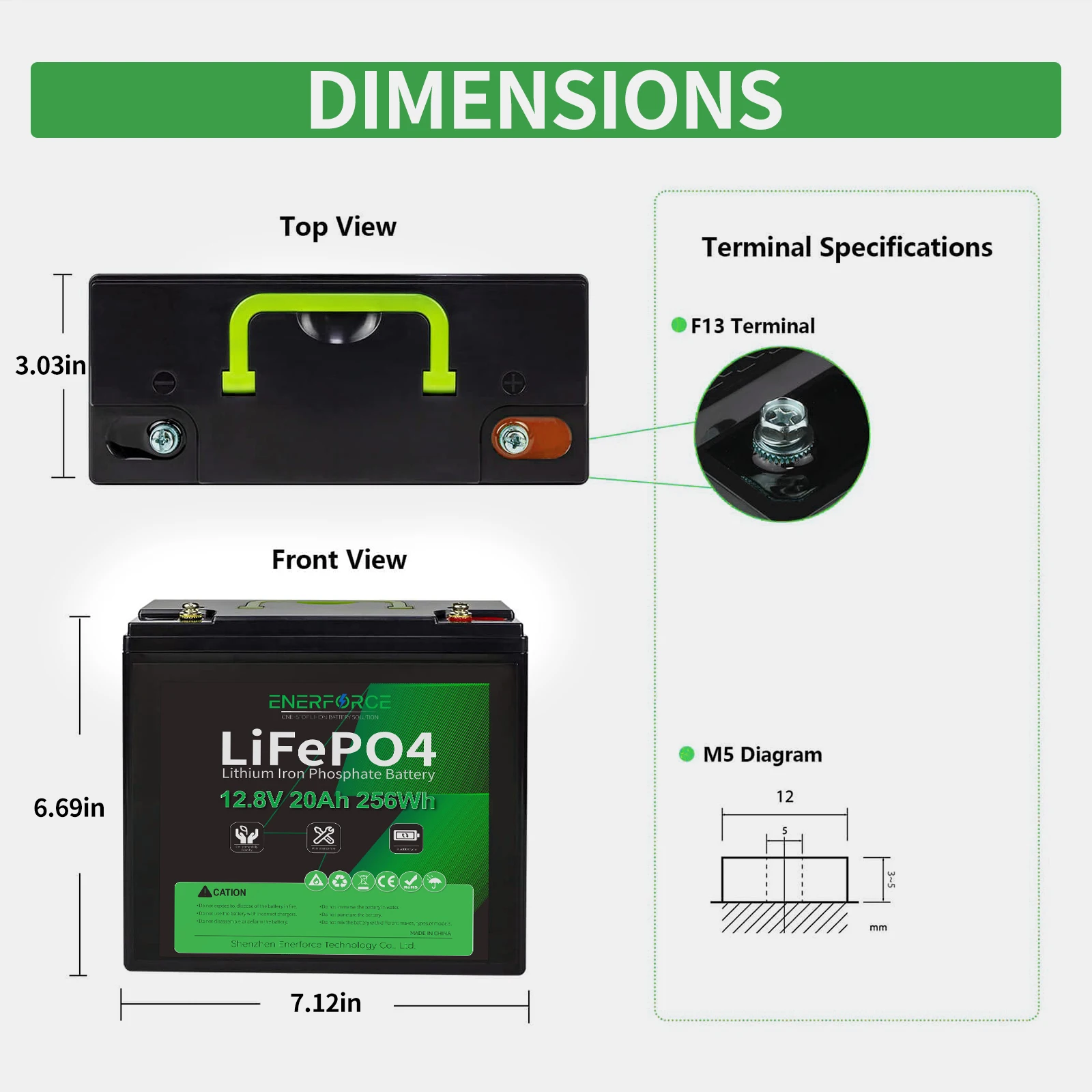 Enerforce 12v 20ah Lithium Iron Phosphate Battery Pack