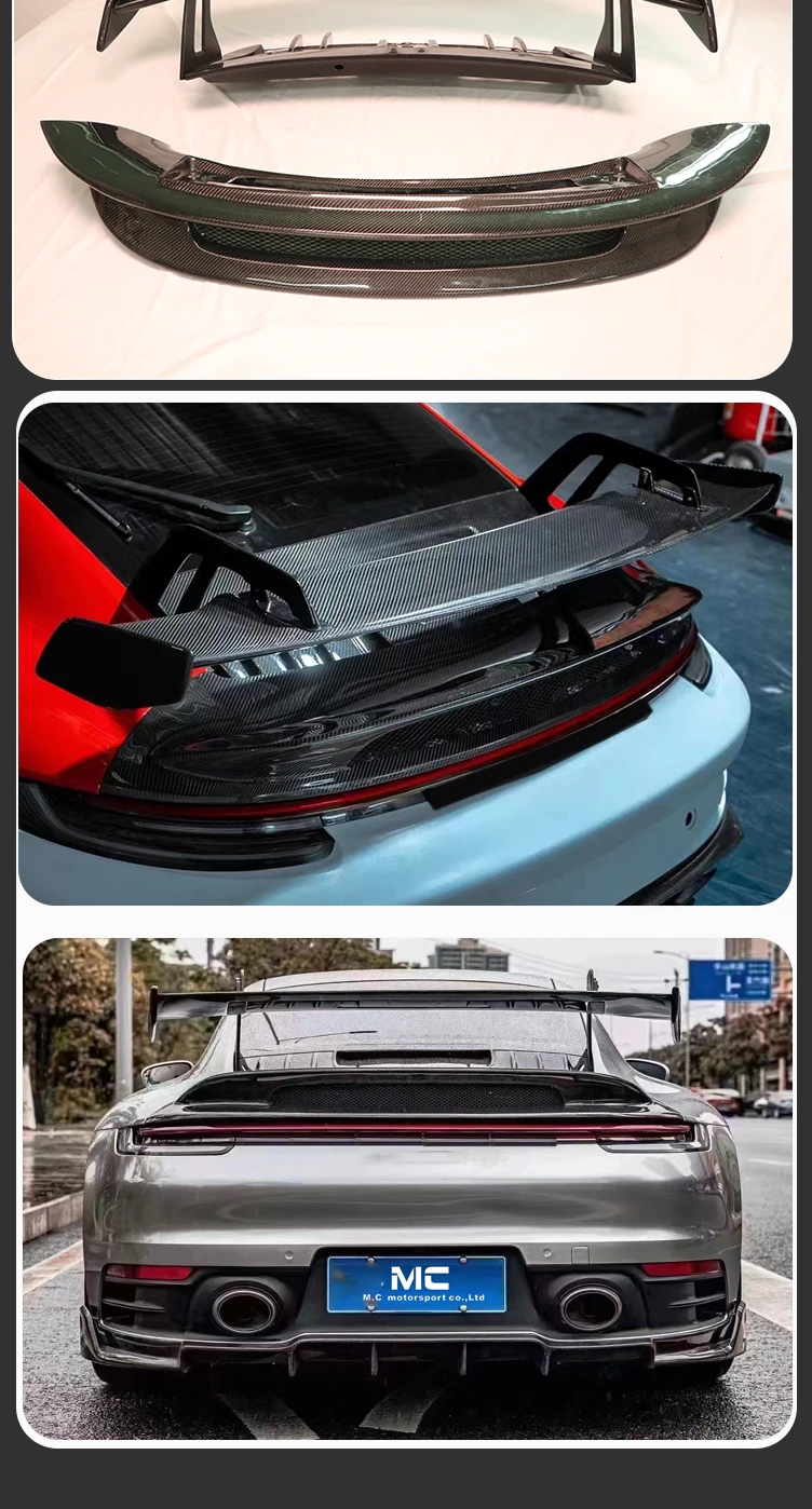 Rear Wing Spoiler GT3 Style for Porsche 911 992 Carbon Fiber