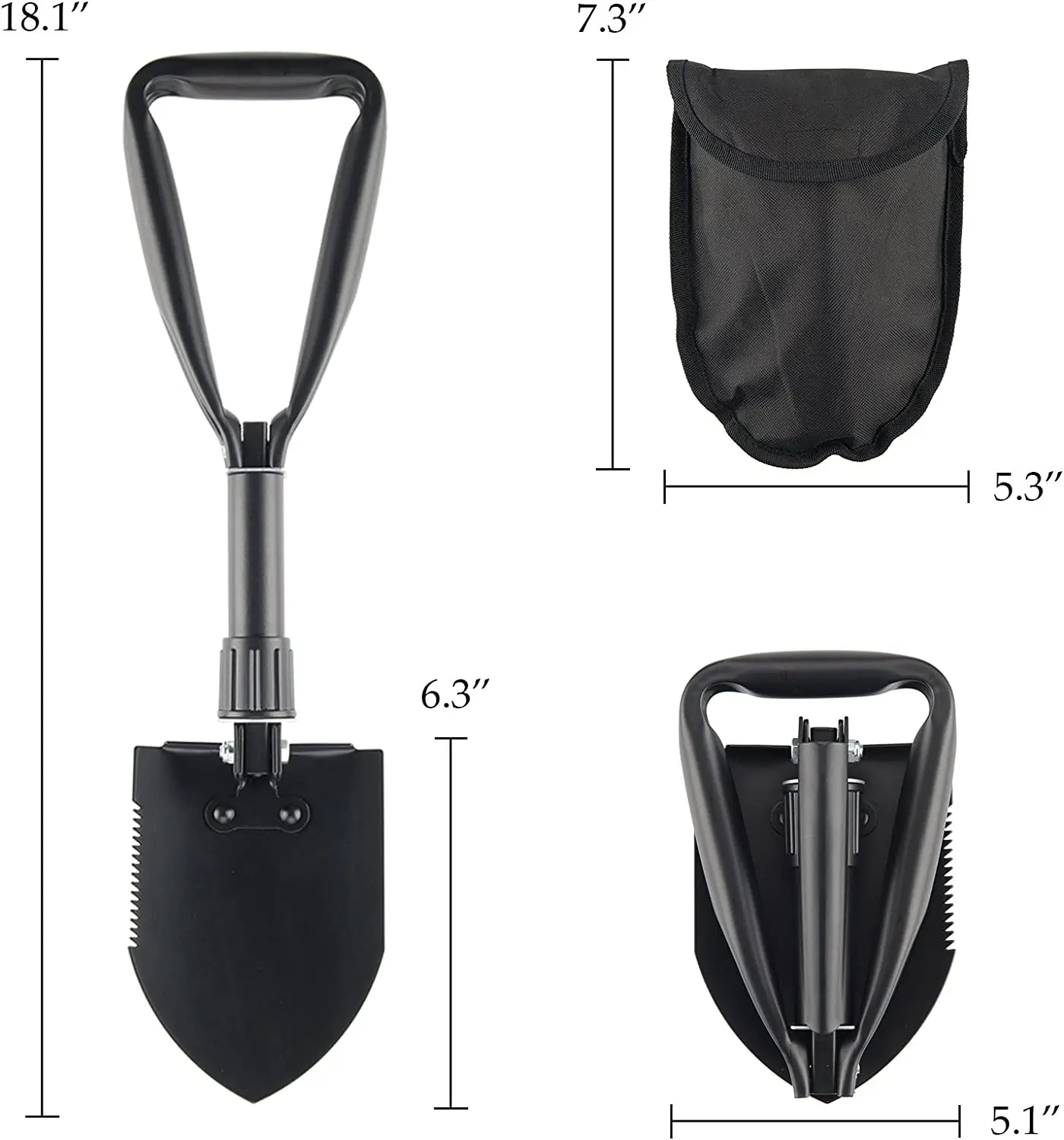 SOG Entrenching Tool- 18.25 Inch Folding Survival Shovel with Wood Saw ...