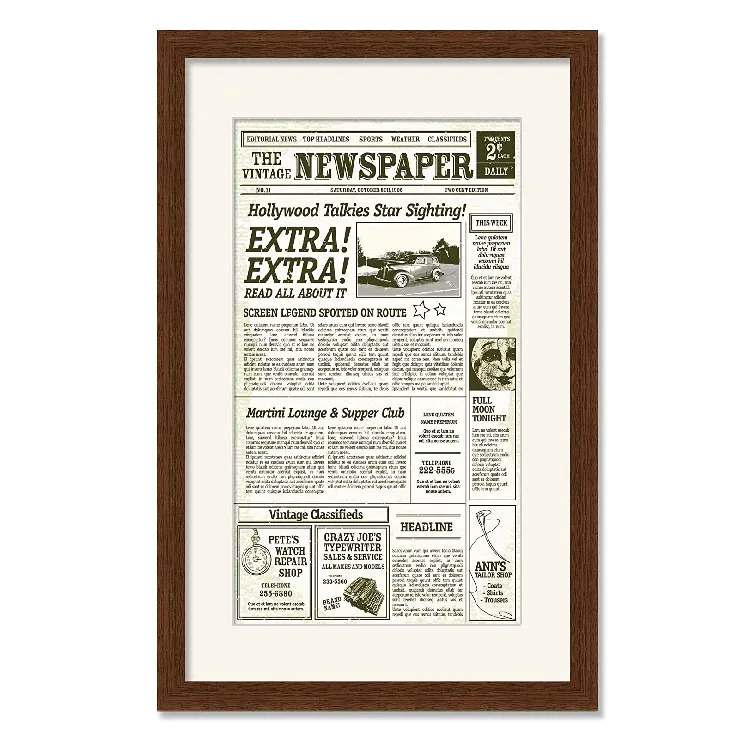 Modern Matted Wood Newspaper Picture Frame For Home Or Office - Buy ...