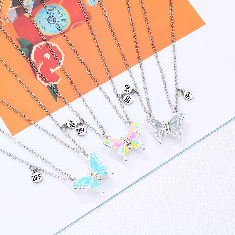 Neue zweiteilige Mode accessoires Geschenk Freundschaft Halskette Bester Freund Schmetterling Halskette Alibaba