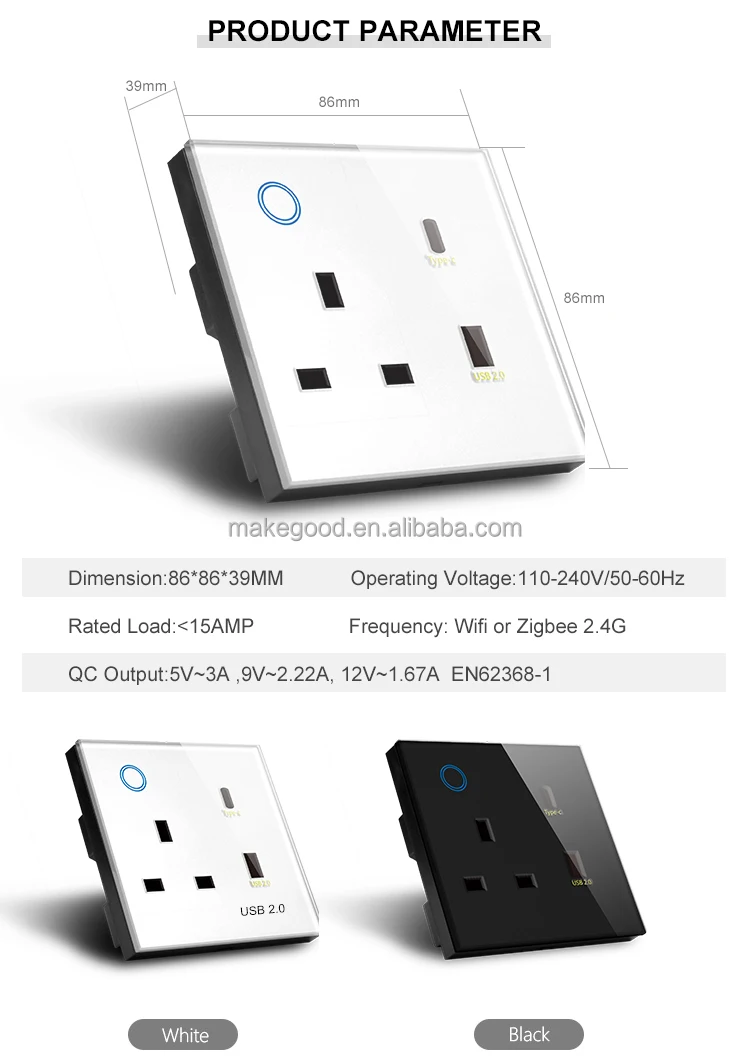 Tuya Smart Appliances Smart Wall Sockets And Switches Uk Standard Usb-c Type C Power Socket ...