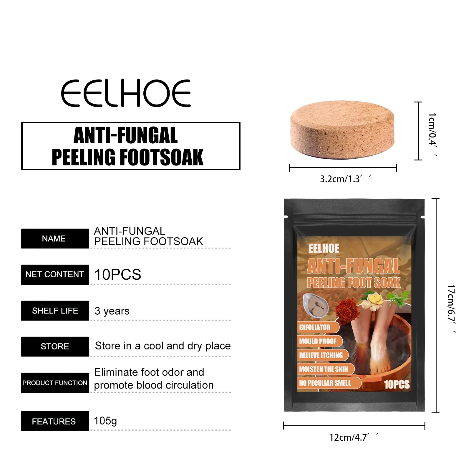 Eelhoe Ginger Anti-fungal Peeling Foot Soak Effervescent Tablets Foot ...