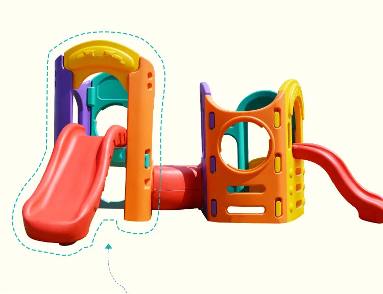 Premium Quality Color Plastic Kids Playground Slide Combo for Childcare ...