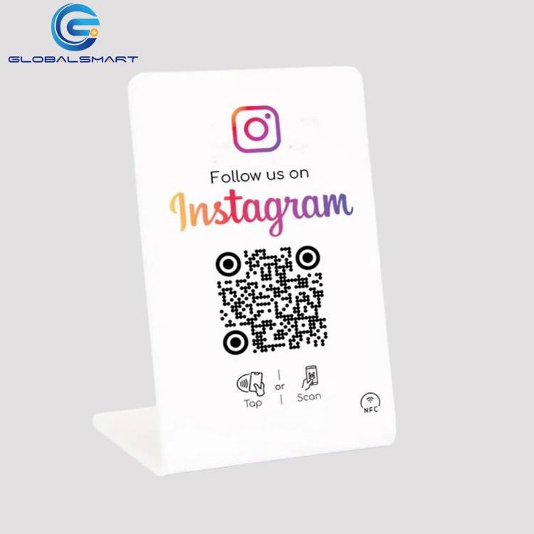 Custom Plastic Acrylic Nfc Table Stand Display Qr Code For Google ...