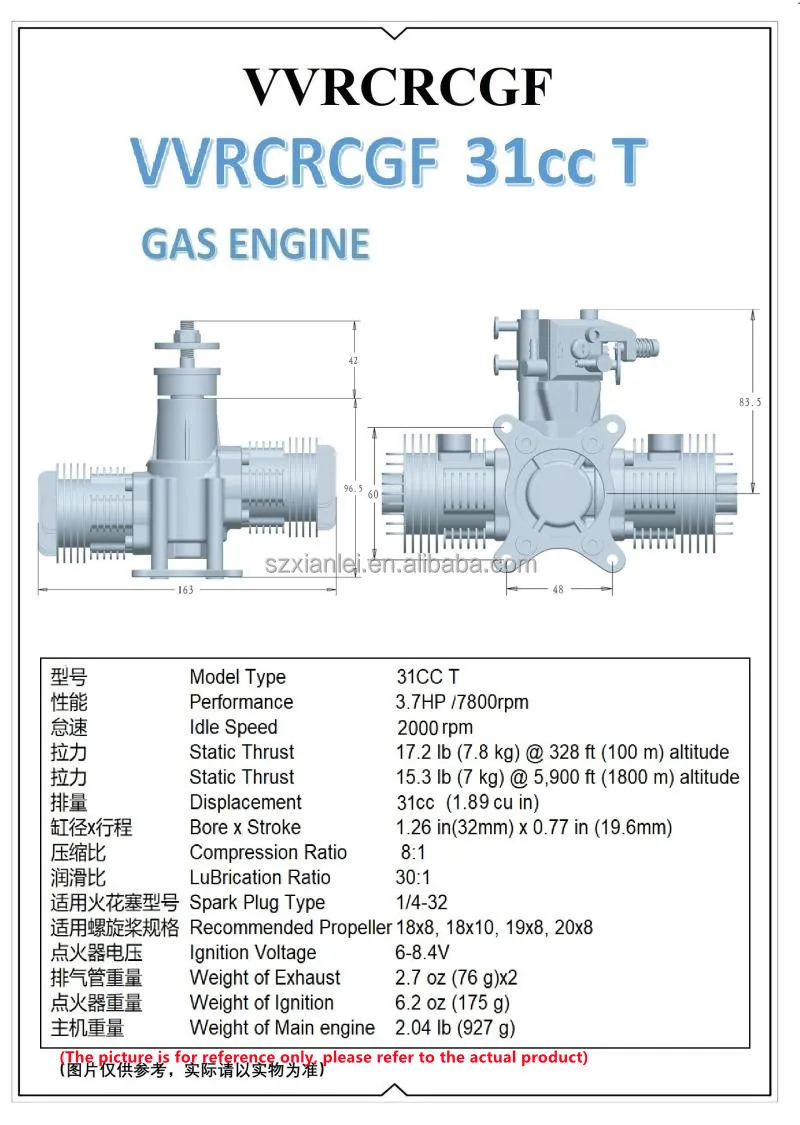 Vvrcrcgf 31cc Twin-cylinder Gasoline Engine Aircraft Model Fixed-wing ...