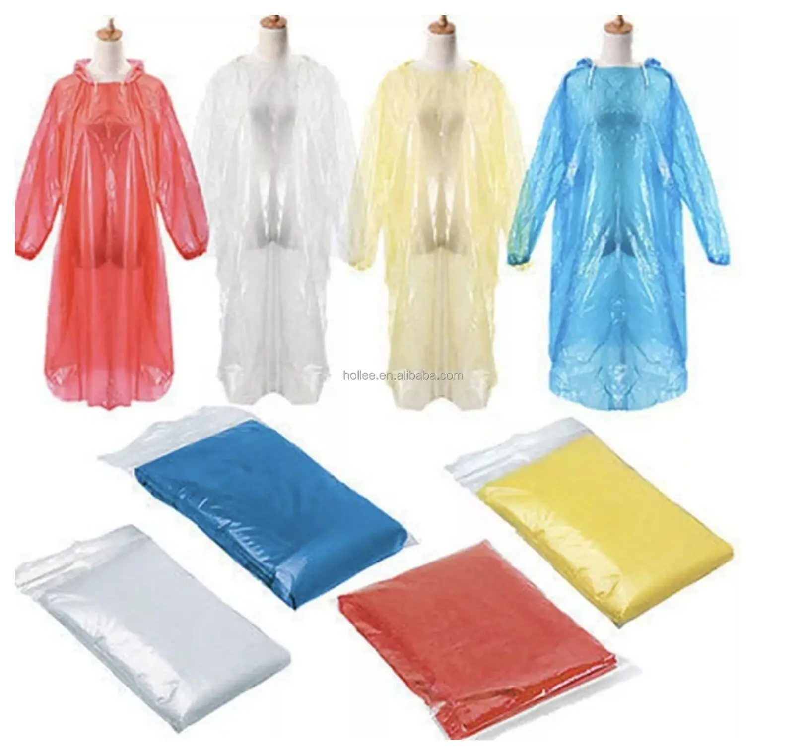 Disposable PE 0.02mm Poncho Raincoat Waterproof Rain Poncho Emergency Poncho Fishing Rain Coat ...