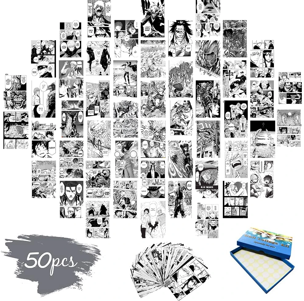 Custom Anime Wall Collage Kit Aesthetic Anime Posters Room Decor Black ...