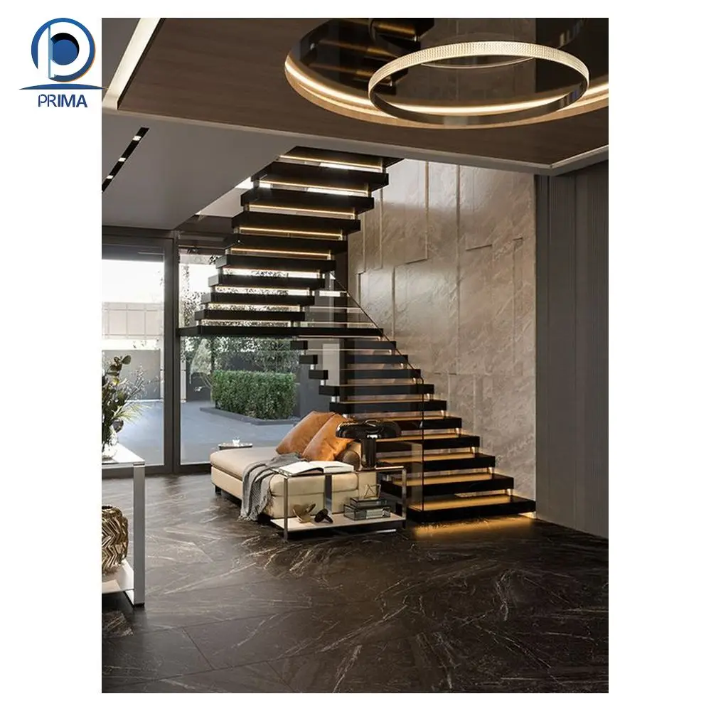 Prima Custom Floating Stairs Stone Steps Solid Wood Steps For Indoor ...