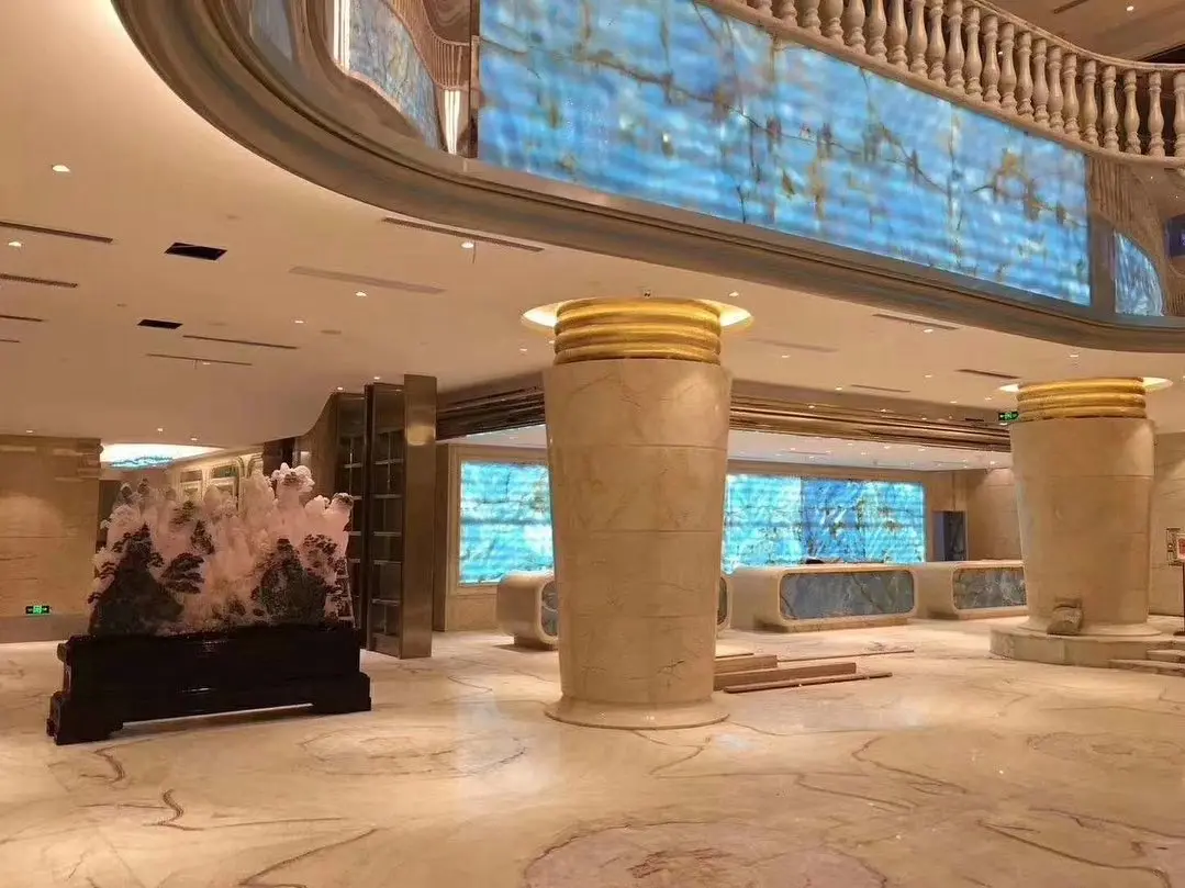 Blue Onyx Marble Slab - Translucent, Backlit Natural Stone