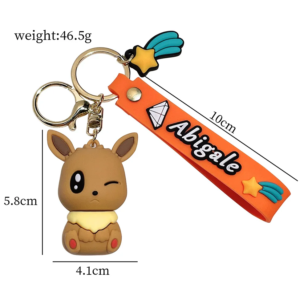 2023 New Cartoon Kawaii 3d Eevee Keychain 3d Pvc Silicone Key Ring ...