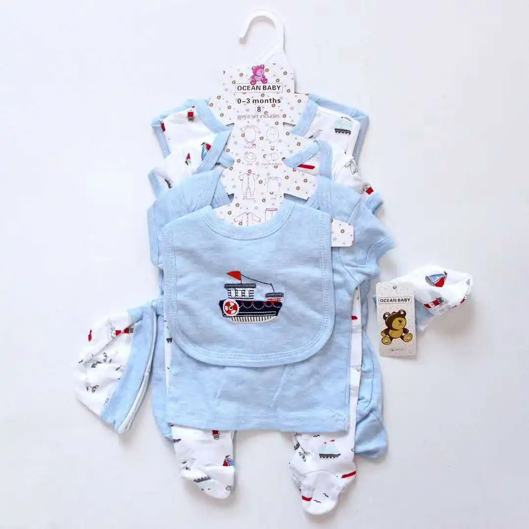 8pcs Lot 100% Cotton Baby Clothing Set Newborn Infant Bodysuit Romper ...