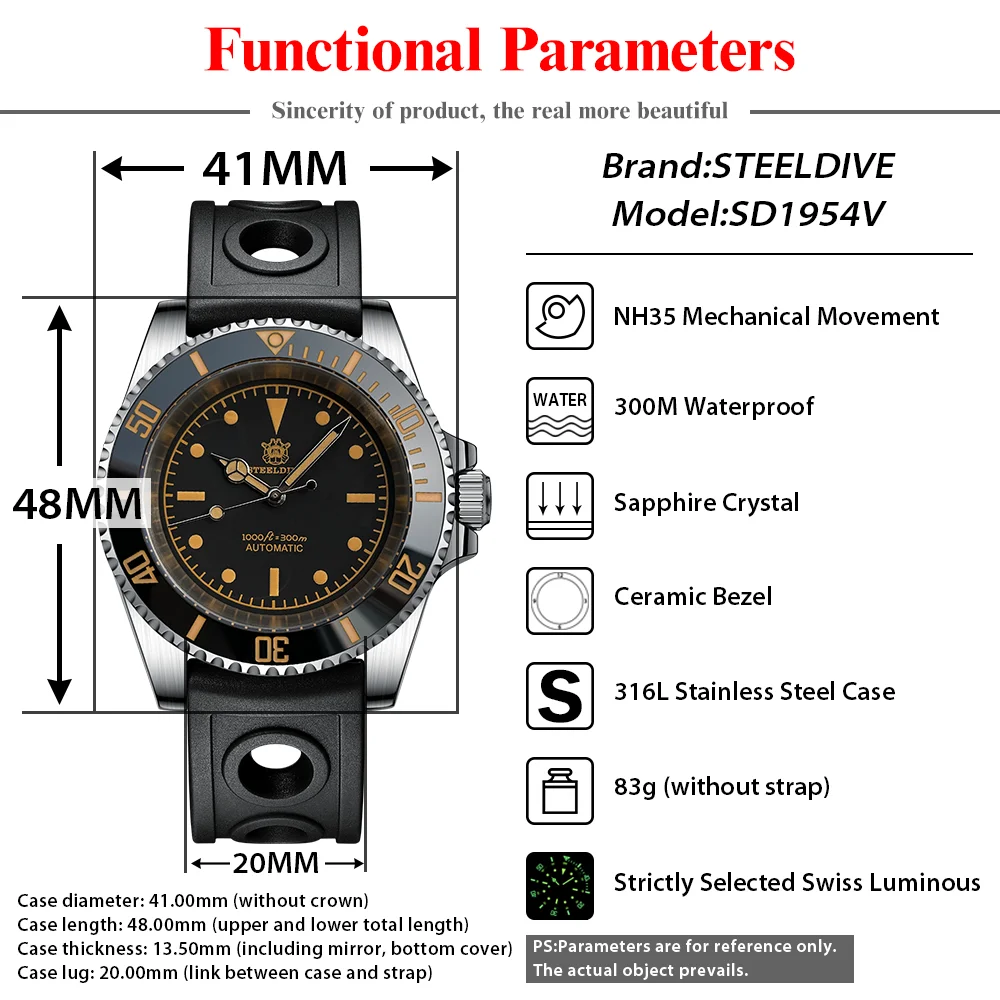 Steeldive Sd1954v Water Ghost Mechanical Watch For Men Swim Swiss ...