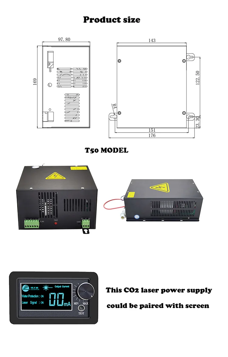 100w 120w 150w Co2 Laser Power Supply For Laser Wedding Cutting ...