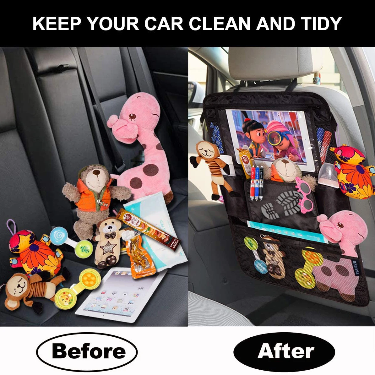 Car Back Seat Organizer Waterproof Car Seat Back Organizer With Touch ...