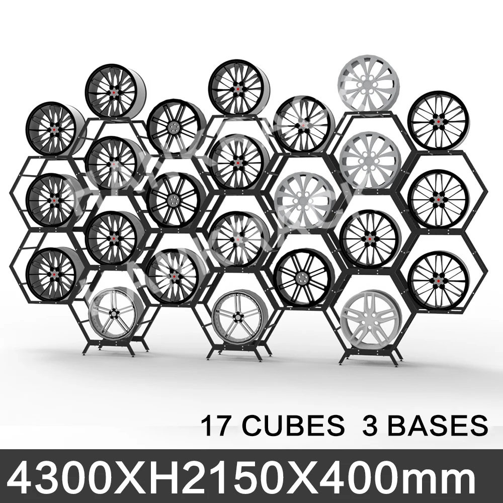 Custom Hexagon Metal Motor Tire Car Rim Wheel Display Stand