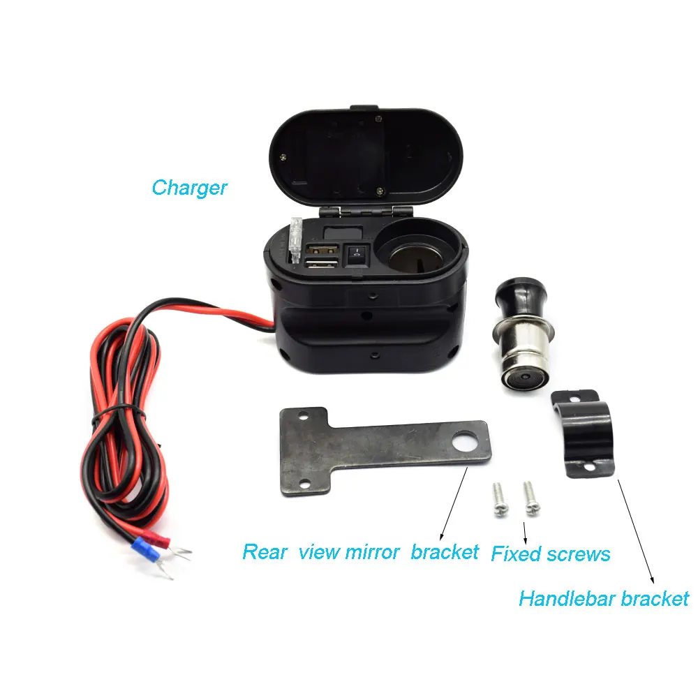 Motorcycle Power Outlet Adapter - Dual USB & Cigarette Lighter