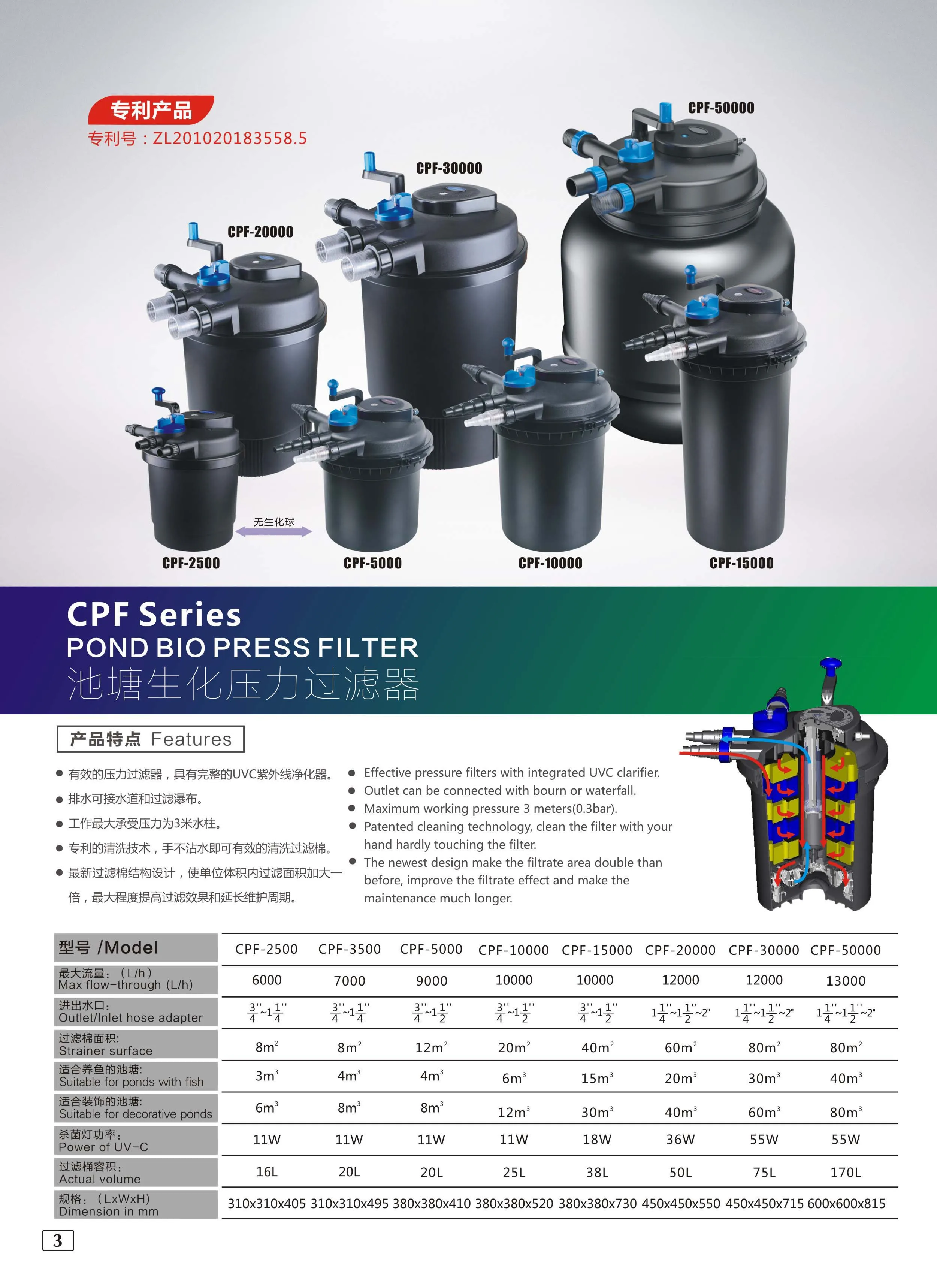 Cpf-250 Aquaculture Fish Farm Water Treatment Pond Bio Press Filter For ...