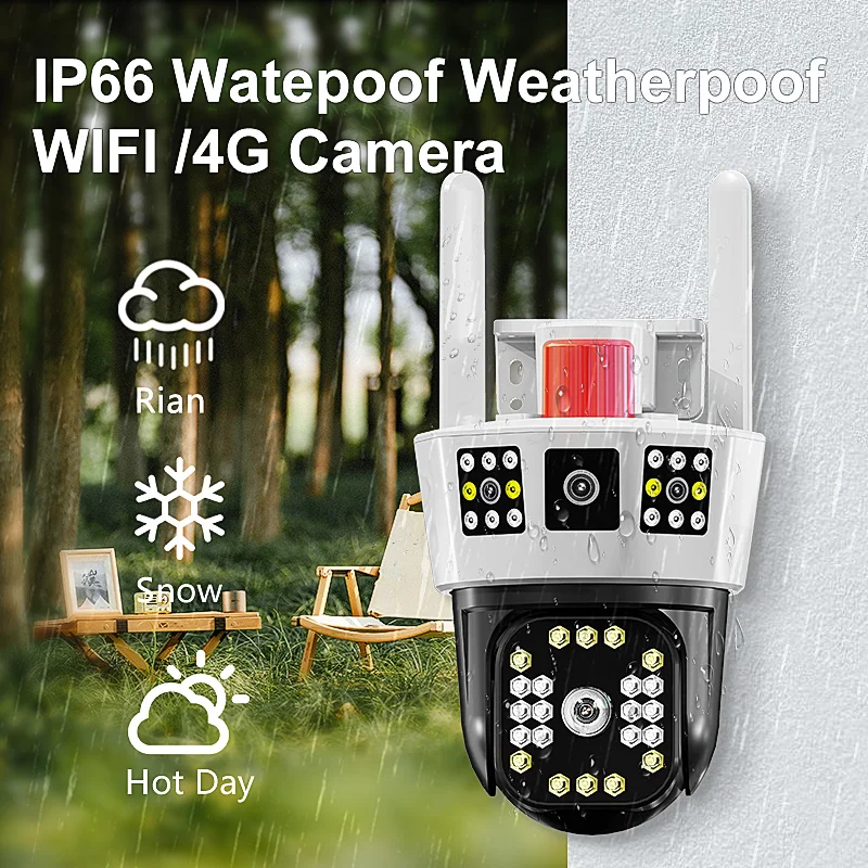 V380 IP66 4G Solar Powered Camera - Dual Lens 4MP PIR