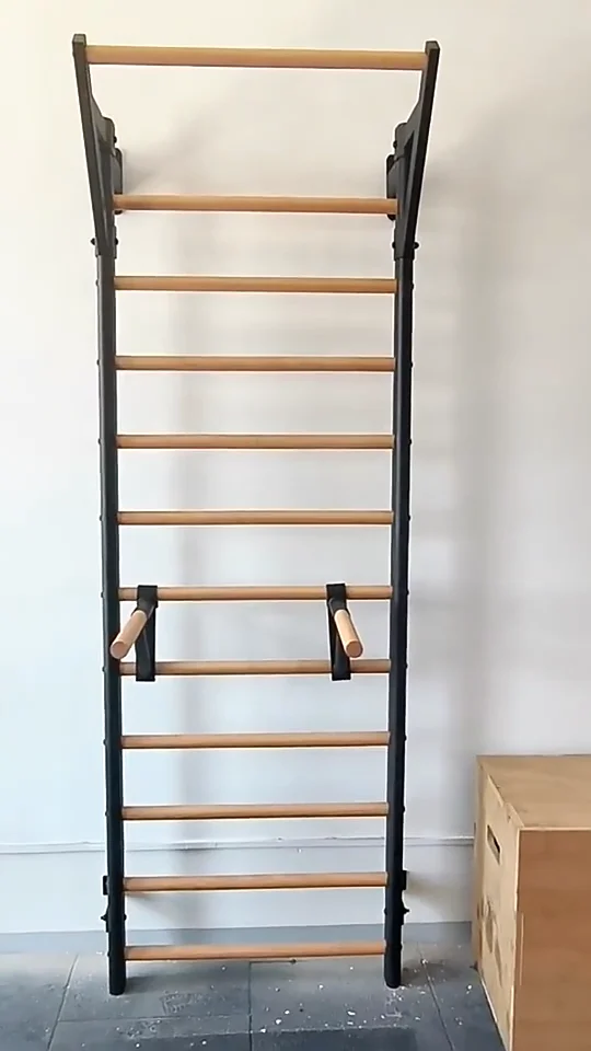 Pull Ups Gymnastic Climbing Wall Home Gym Suspension Wood Stall Bar ...