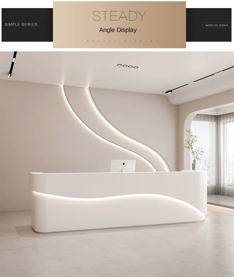 Modern Hotel Reception Desk Glossy Shining Luxury Reception Counter For ...