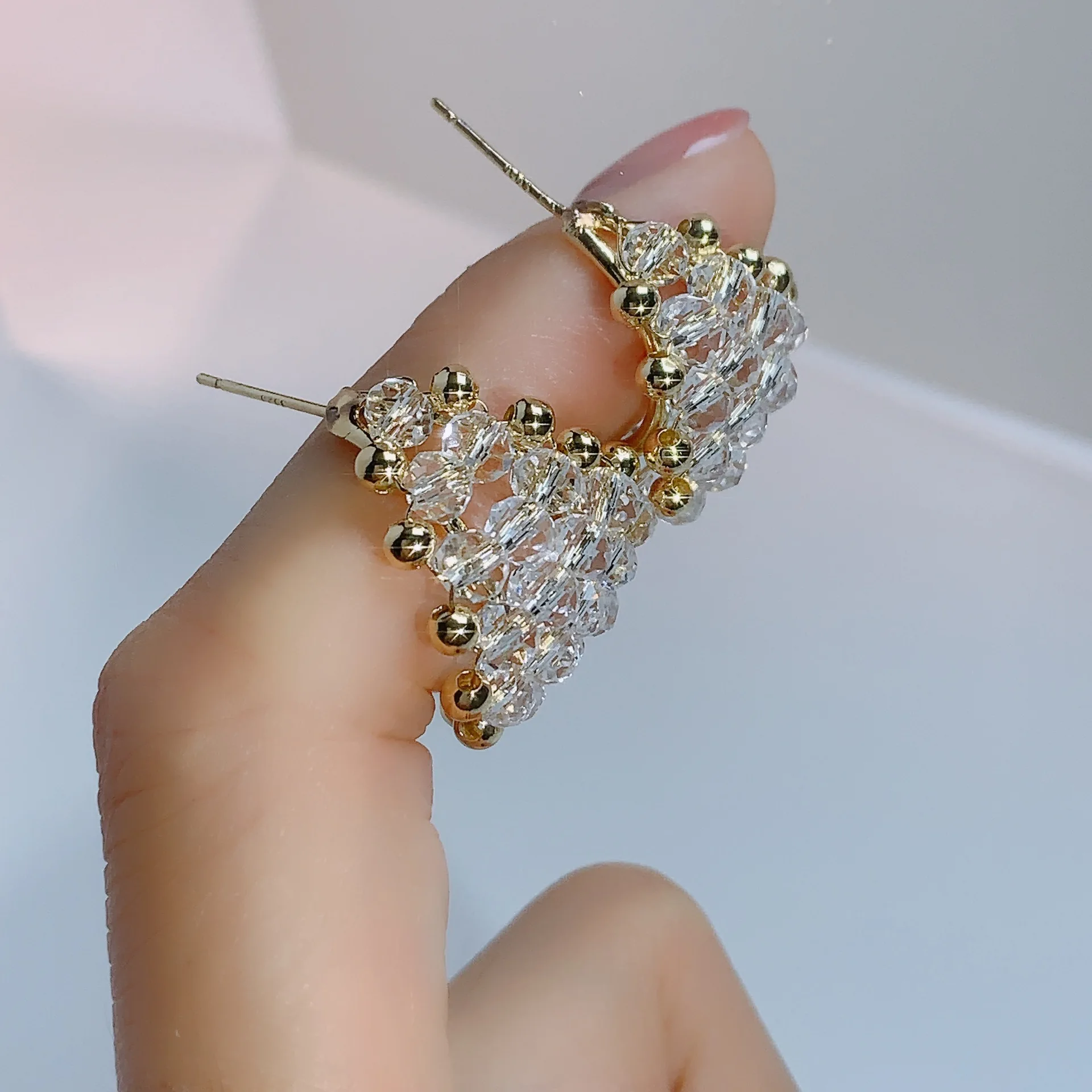 Kl 2024 New Design Luxury C Shaped Handmade Transparent Crystal Beads ...