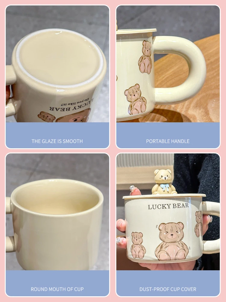 Creative Bear Espresso Ceramic Mugs With Lid| Alibaba.com