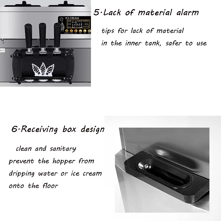Best Selling Ice Cream Freezer Machine 3-flavor Yogurt Maker 18l/h Lcd ...