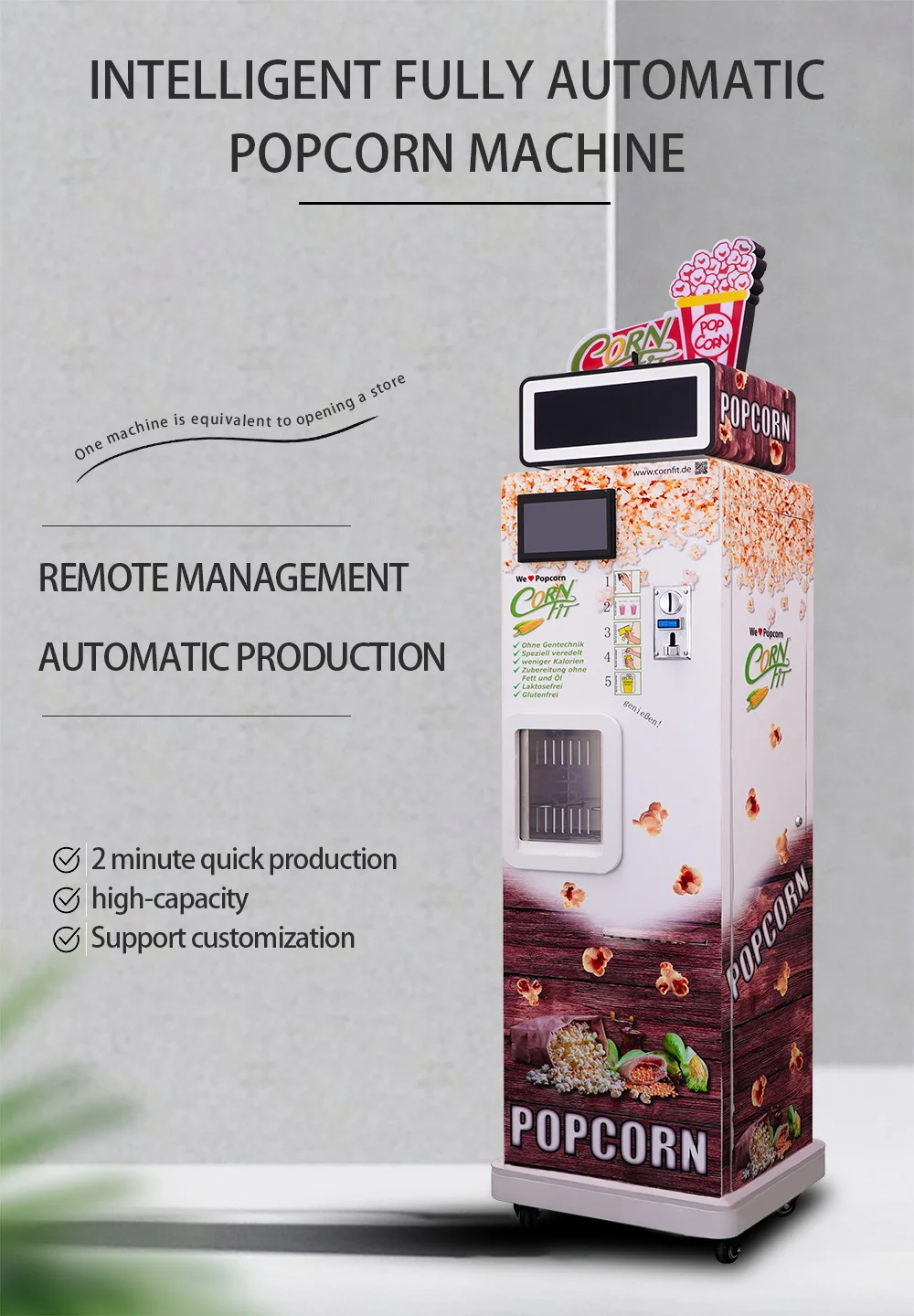 Self Service Popcorn Coin Vending Machine Robot - Buy Popcorn Vending ...