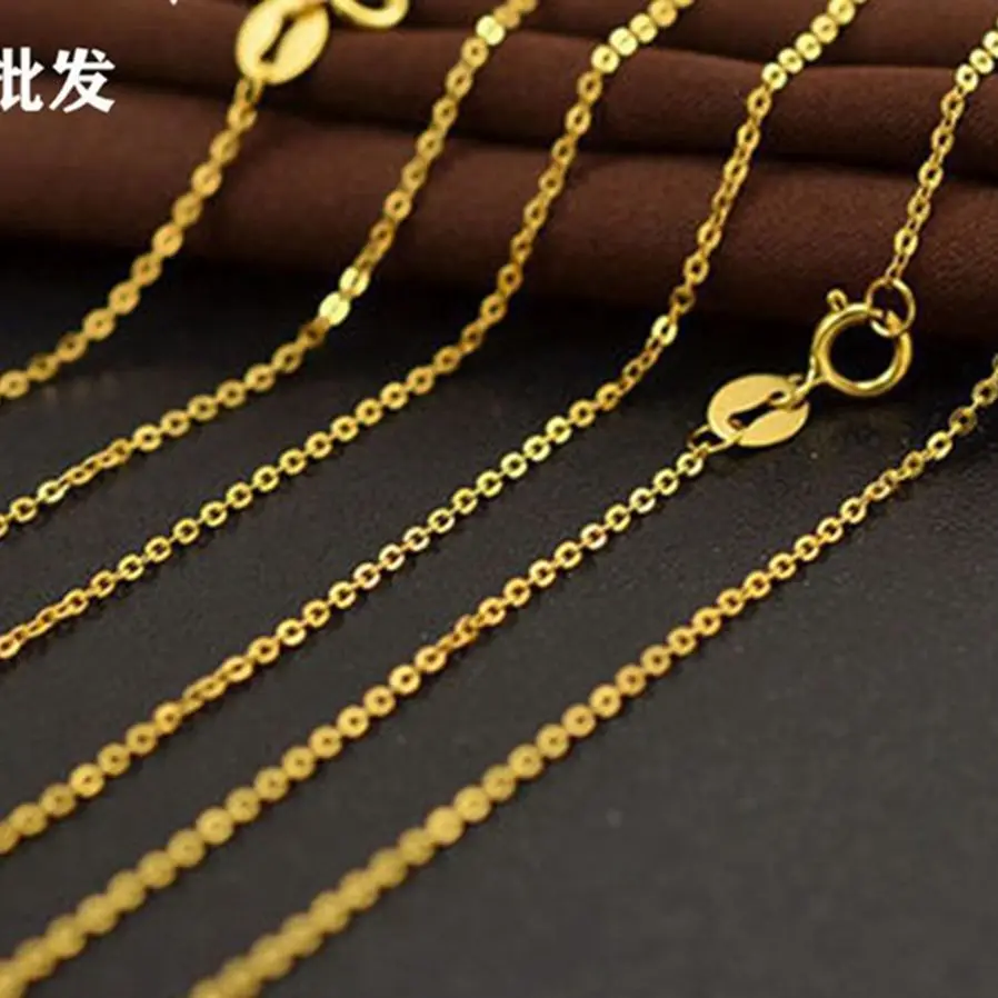 18k Pure Gold Chopin Necklace Woman O-chain Au750 Gold Necklace Jewelry ...