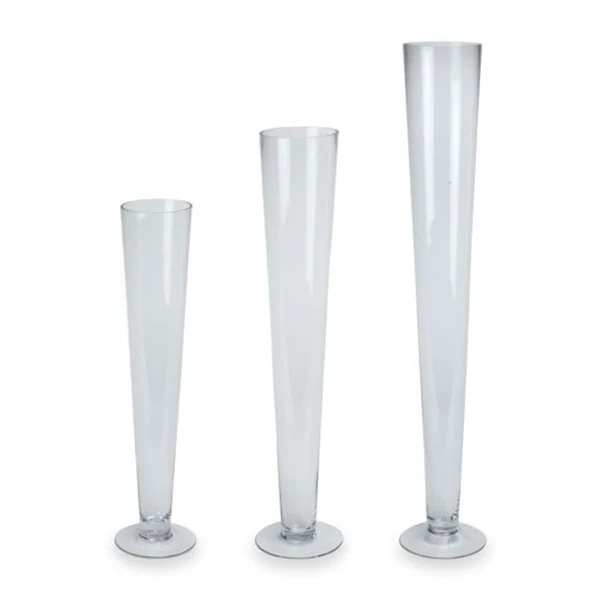 Tall Cone Shaped Glass Vase - Buy Tall Footed Cone Glass Vase,Tall Cone ...